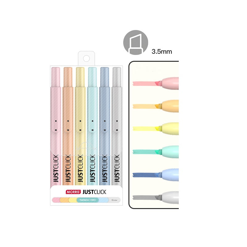 MORRIS JUSTCLICK Retractable Highlighters 6/5/3Color Sets