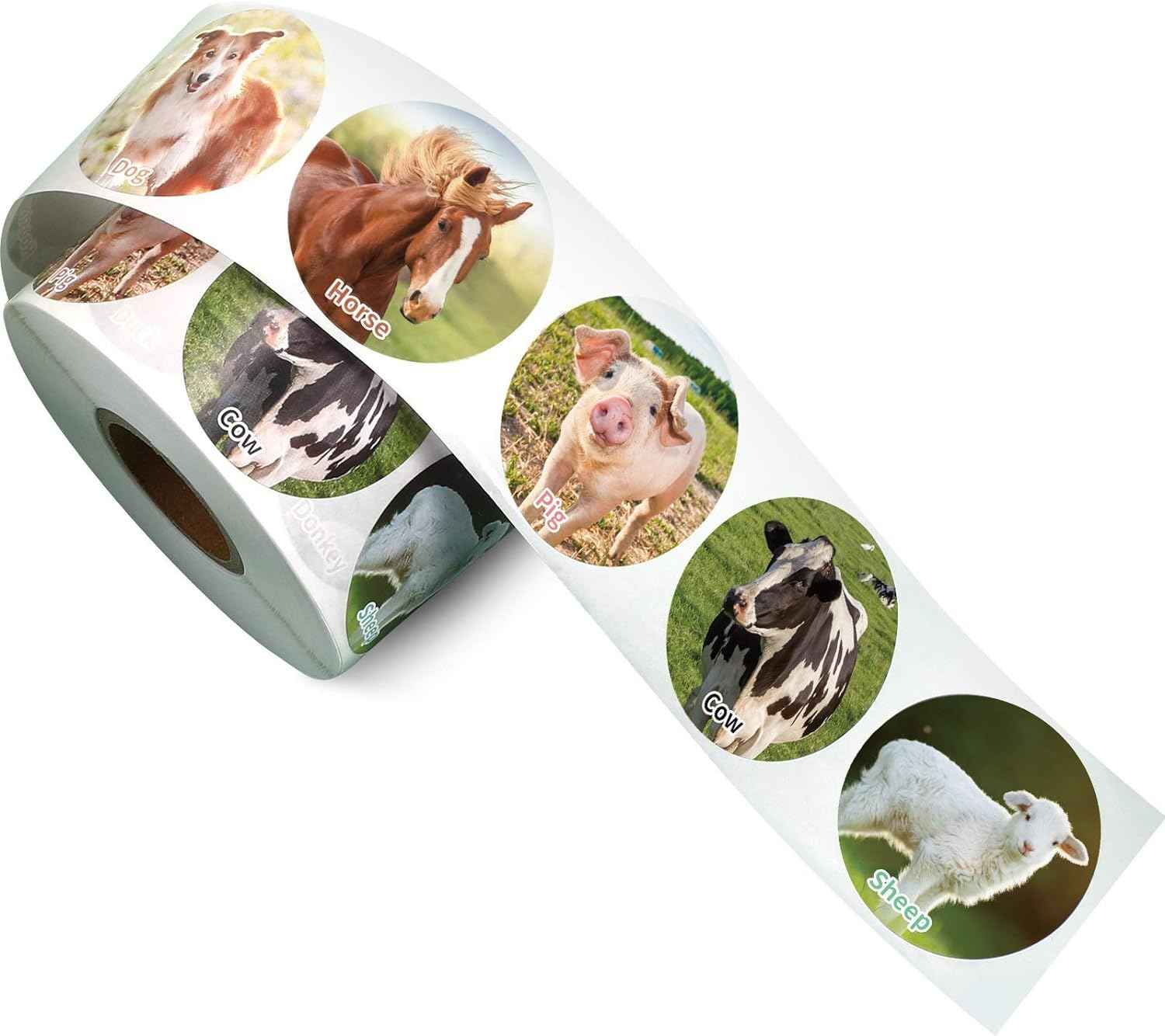 600Pcs Farm Animal Roll Stickers for Kids Classroom Rewards Party Favo