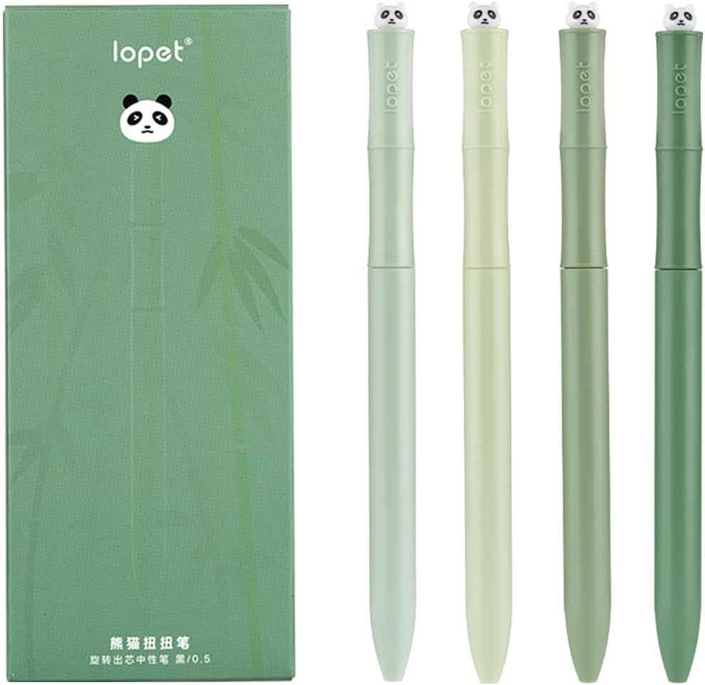 LOPET 4 pièces Stylos gel torsadés Panda 0,5MM encre noire