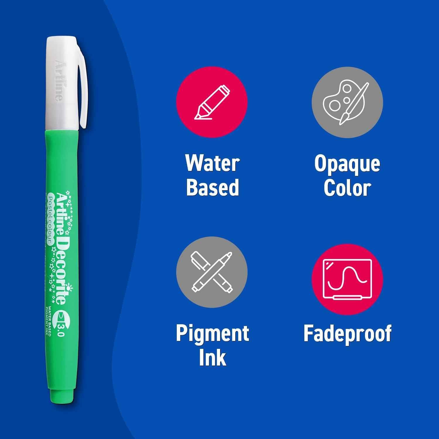 Artline Decorite Marker Sets | 3.0mm Flat Tip 4 Color Pack