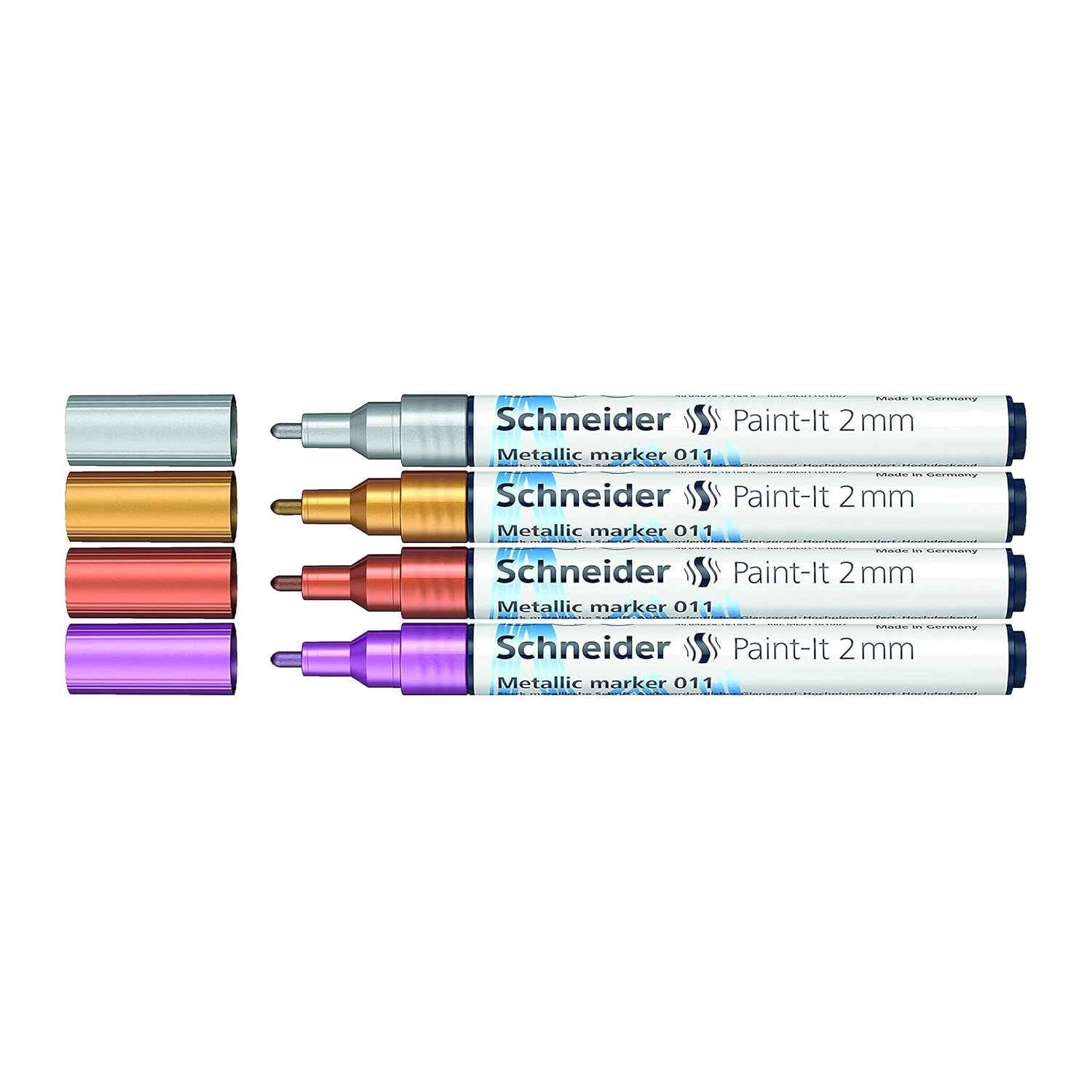 Στυλό Μαρκάρισμα Μεταλλικά Schneider Paint-It 011, 2mm, 4 Αναμεμιγμένα