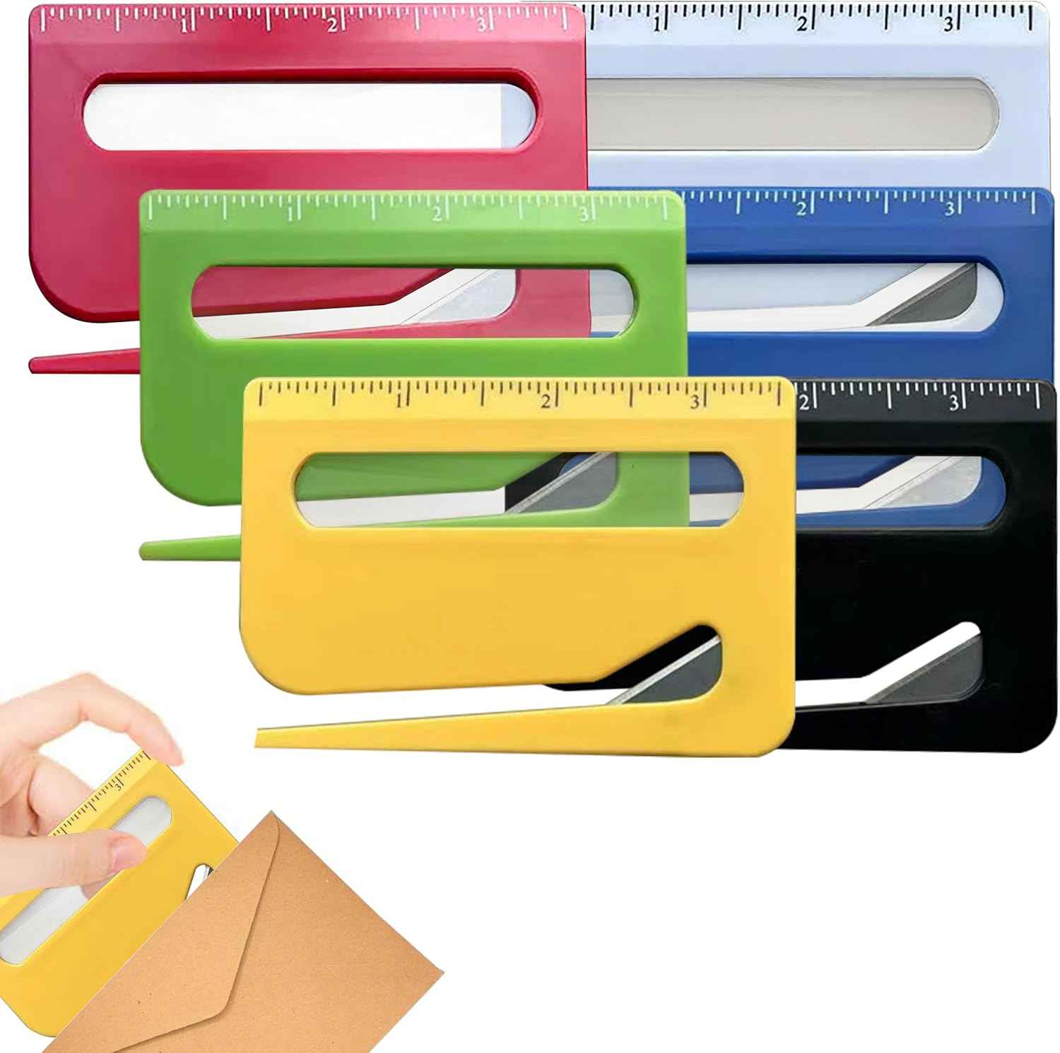 3-in-1 Letter Opener, Ruler & Magnifier 6 Color Pack
