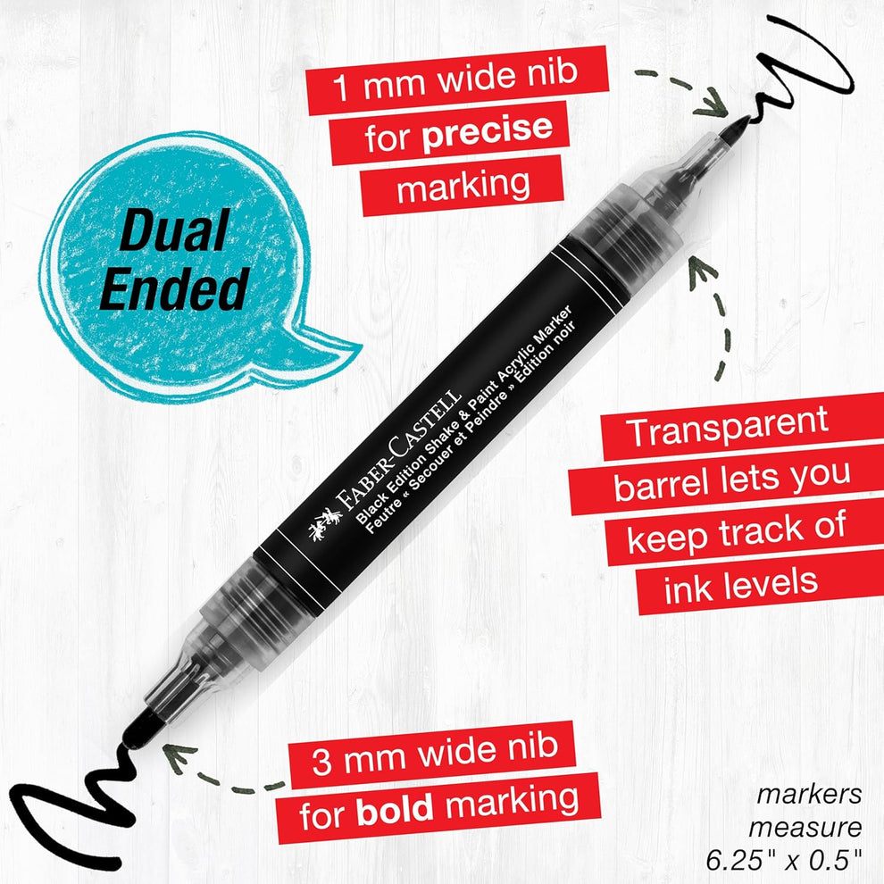 Faber-Castell Shake & Paint Akrylové fixky na maľovanie čierna a biela