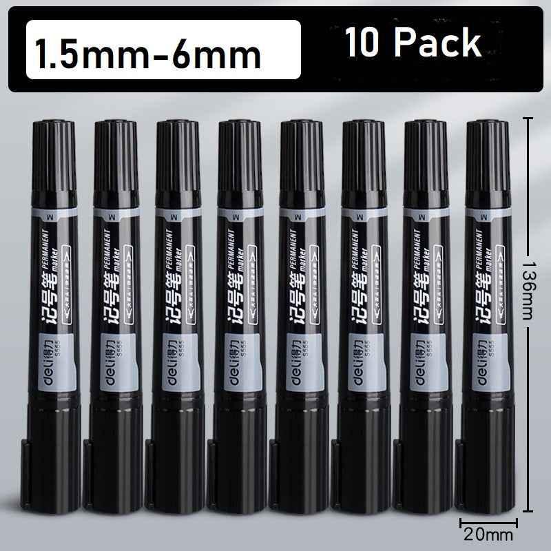 DELI Double Headed Permanent Art Marker Pen,Bullet&Chisel Tip,10 Pack