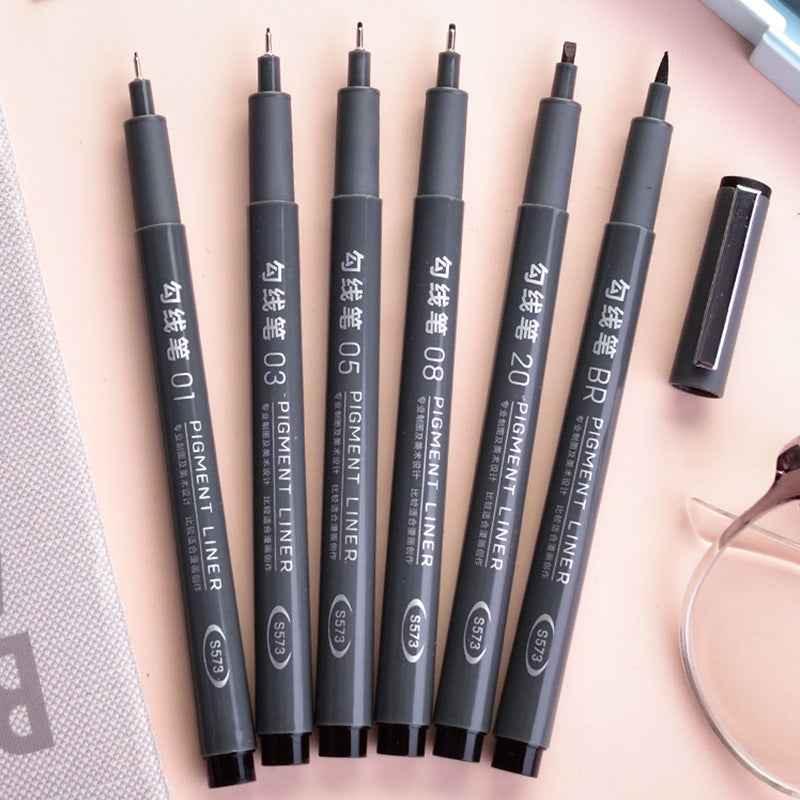 DELI Pigment Liner Pens Black Ink Fineliner for Writing Drawing Journa