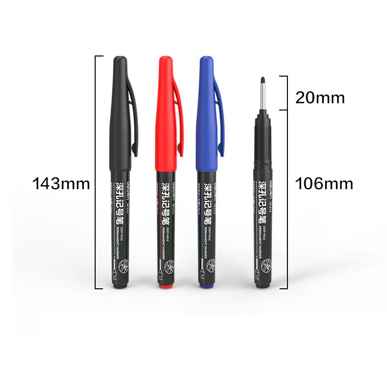 Markery trwałe DELI do głębokich otworów, zestaw 12 sztuk, 3 kolory