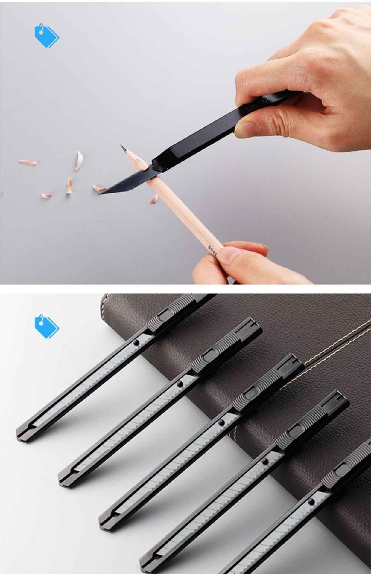 DELI Retractable Utility Knife 9mm Auto Lock Snap Off Paper Box Cutter