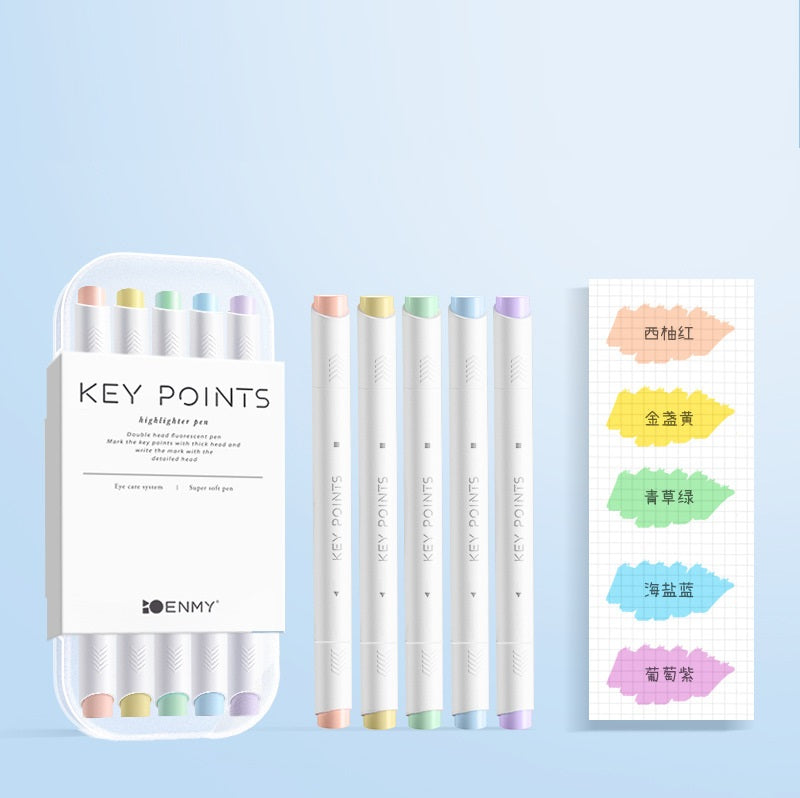 ENMY Dual-Tip Fluorescent Markers – 10-Color Highlighter Set