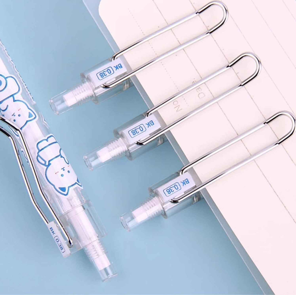 GENVANA Canetas de Gel Pretas Hello Neko Pack de 6, Ponta Ultra Fina 0