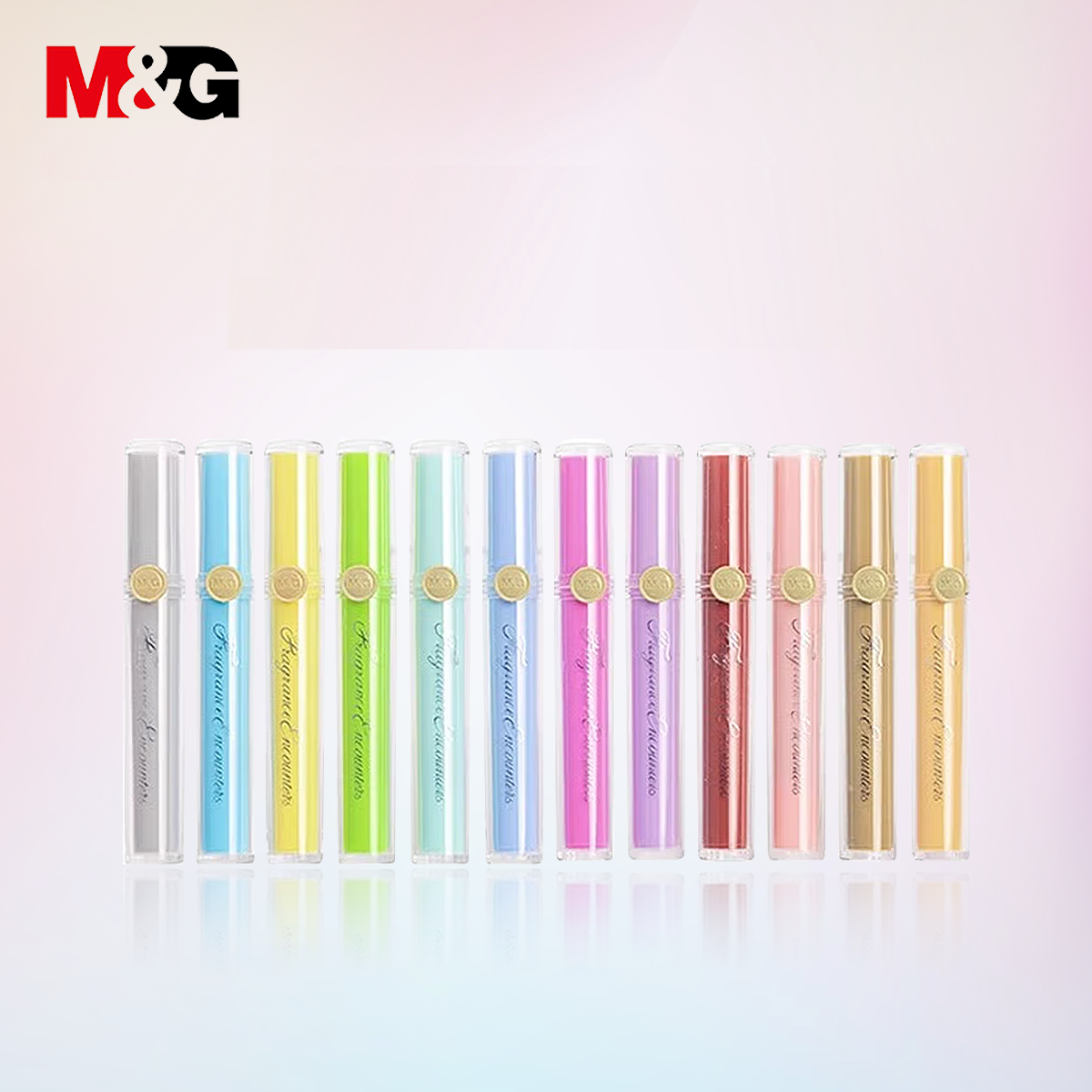 M&G Duftende Glitrende Highlighters – 12 Farver, Økseformet Spids