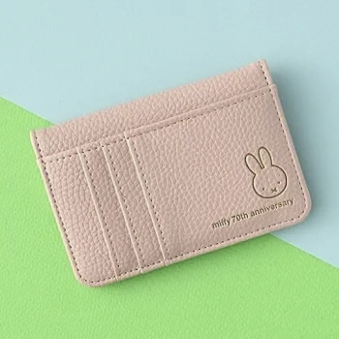 Porta Carte Ultra Sottile Rosa con Coniglio Miffy Cartoon