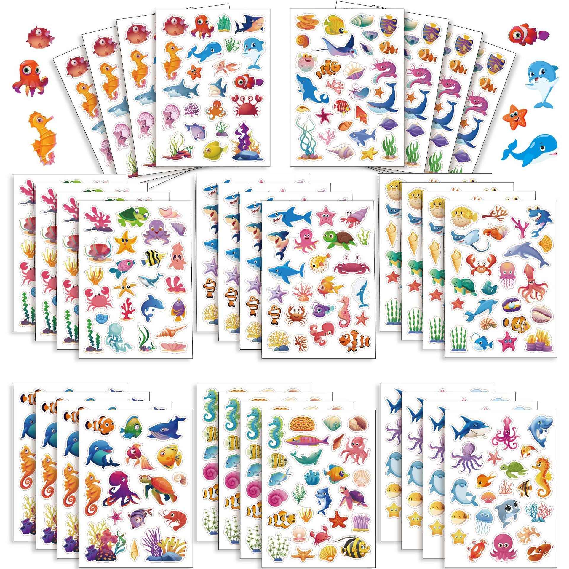 32 Sheets Ocean Sealife Animal Stickers for Kids
