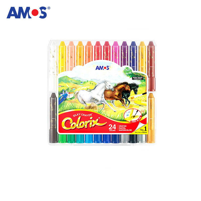 AMOS Silky Crayon Colorix 3in1 Crayon,Pastel,Watercolor Color Pen 24 C