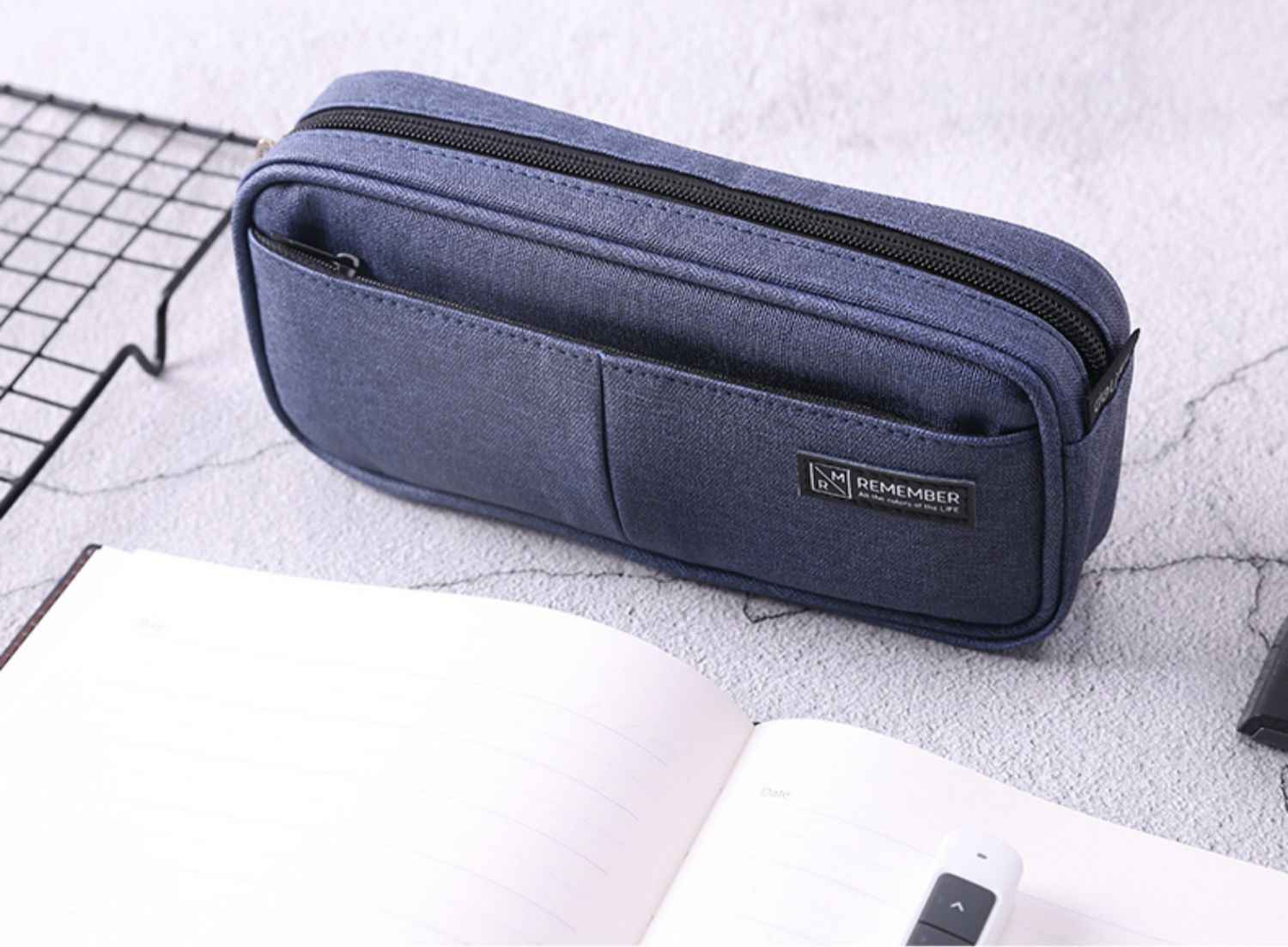 DELI Oxford Fabric Pencil Case Pen Pouch for Students