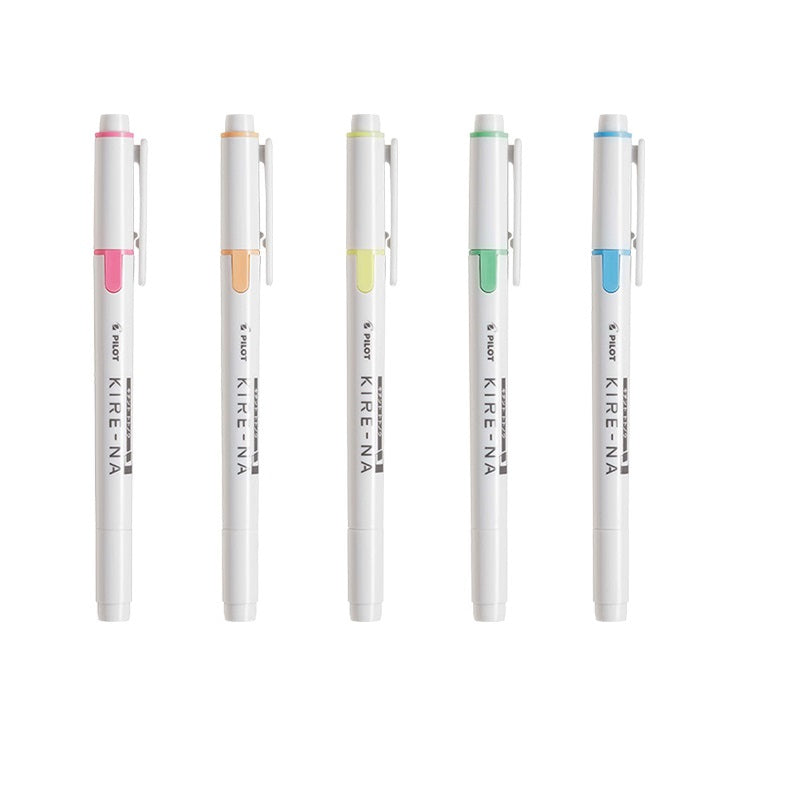 Evidenziatore Pilot Kire-Na a doppia punta - Set da 5 colori