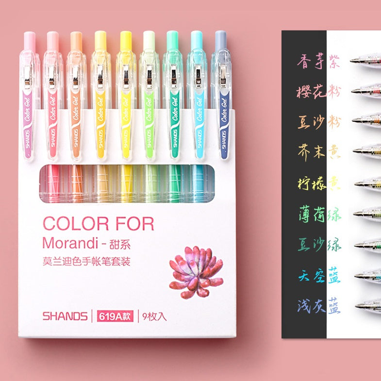 Morandi Color Gel Pens,Medium Point,Assorted,9 Count