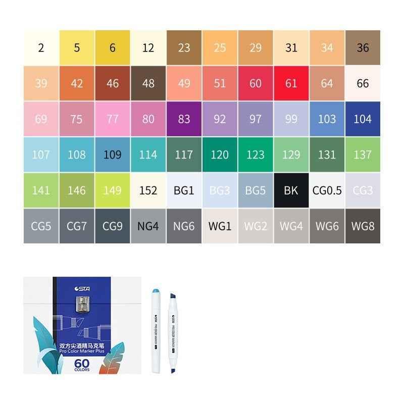 STA 9000 Pro Color Marker Plus,Classic 48/60/80/120 Colors with Carryi