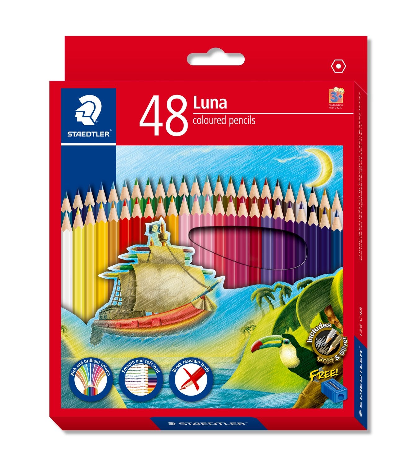 Set de crayons de couleur en bois Staedtler Luna 12/24/36/48 couleurs