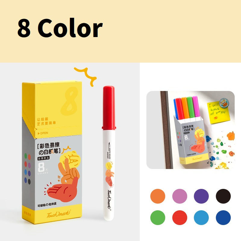 Marcadores para pizarra blanca lavables Touchmark – 8/12 colores, estu