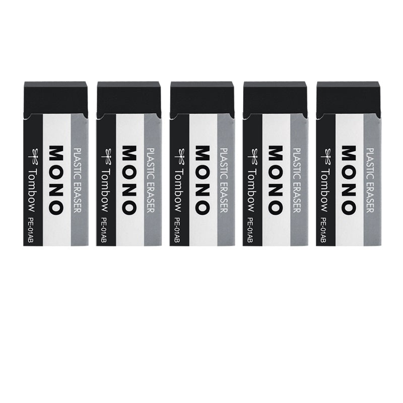 Tombow MONO Classic Plastic Eraser Black PE-01AB 5 Pack
